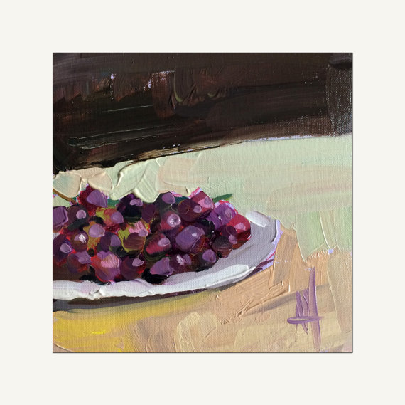 Purple Grapes on Plate – 6x6 | Earth Angels Studios